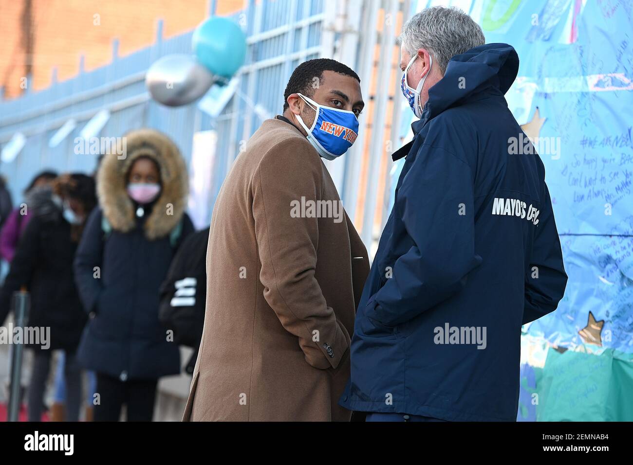 New York Senator Jamaal T. Bailey (l) and New York City Mayor Bill de ...