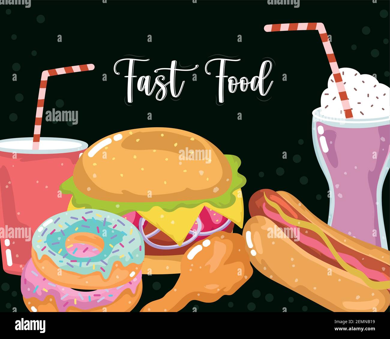 fast food burger donut soda cartoon Stock Vector Image & Art - Alamy