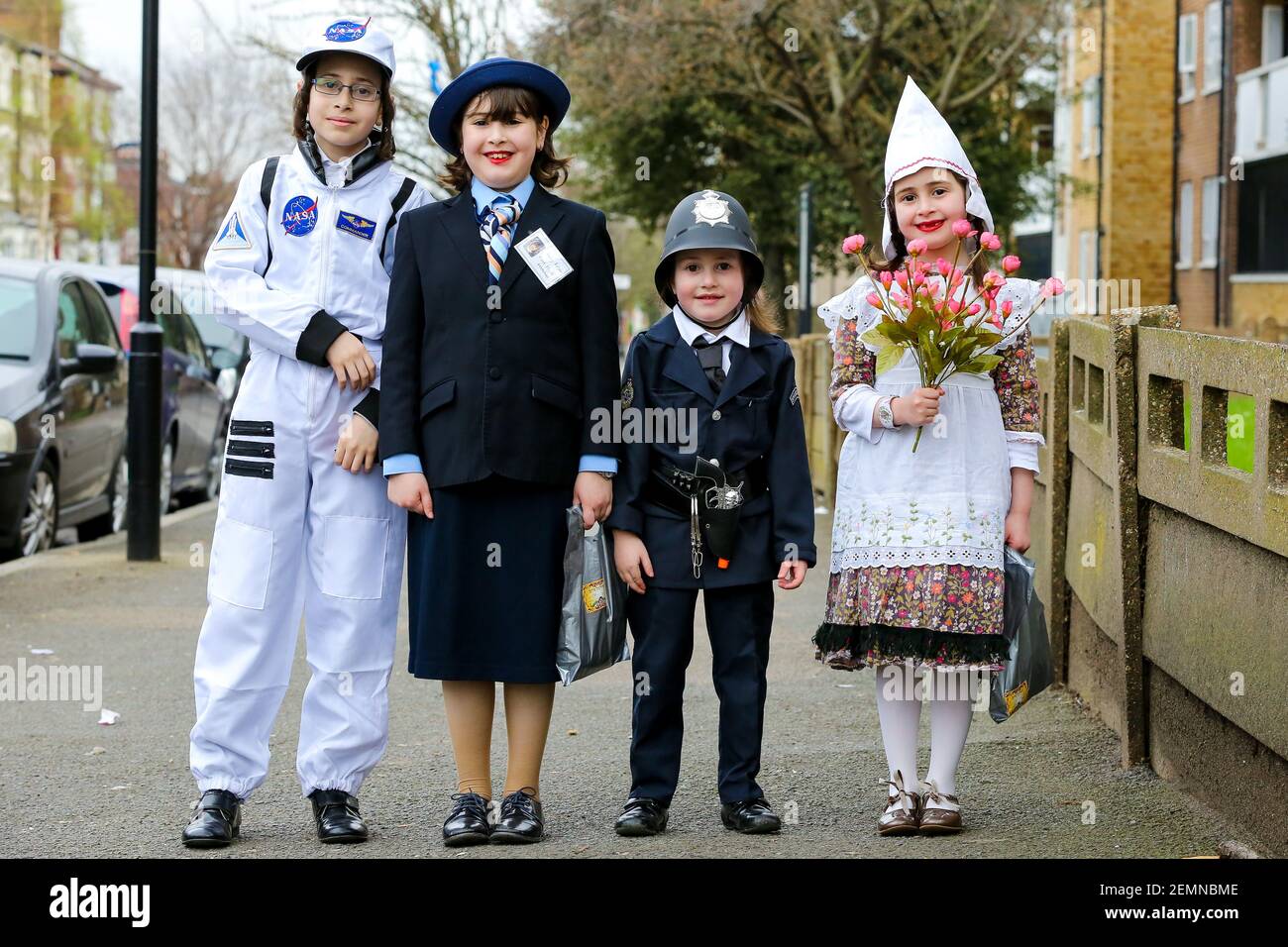 Orthodox Jewish children are seen wearing fancy dresses during the ...