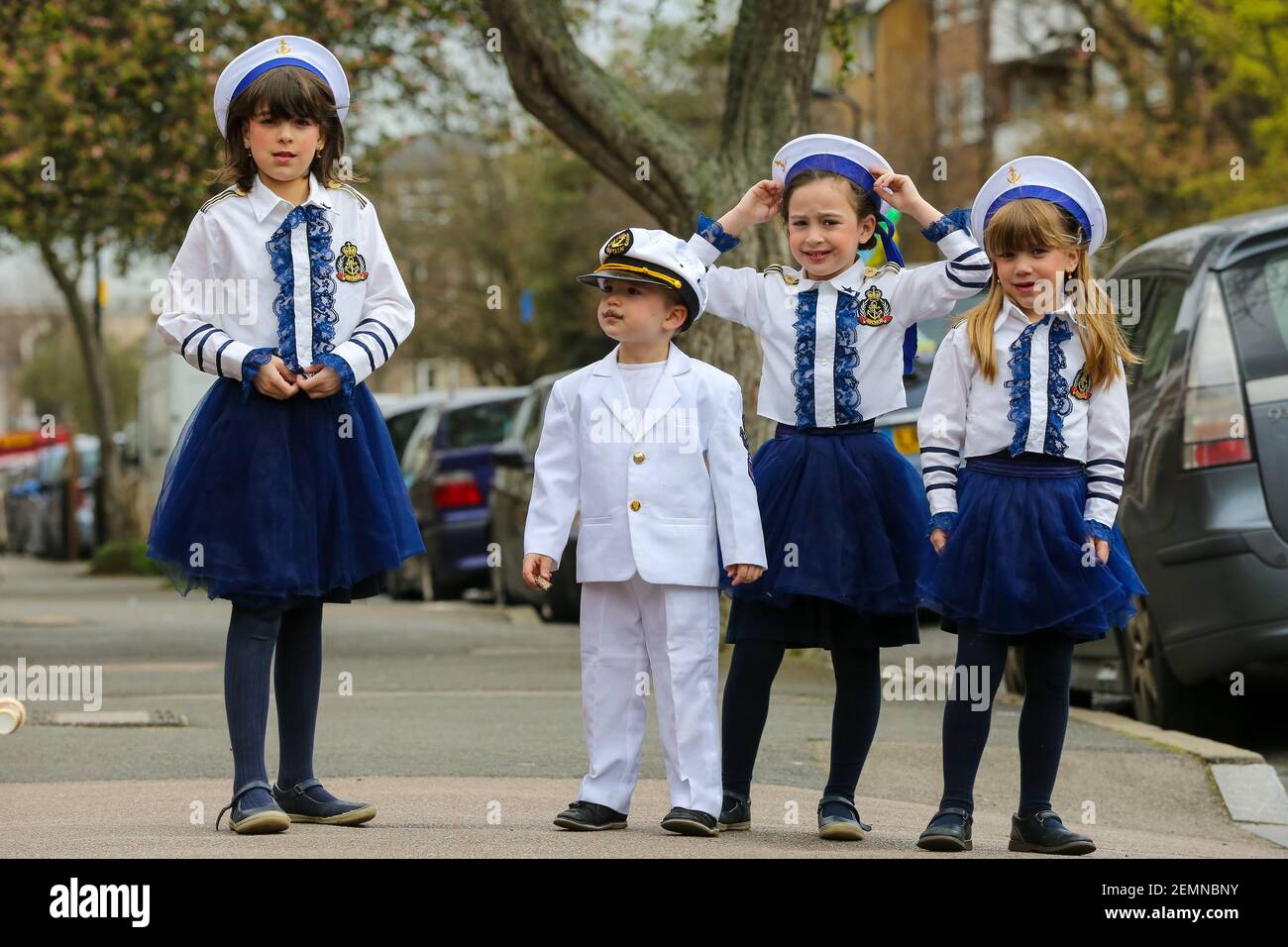 Orthodox Jewish children are seen wearing fancy dresses during the ...