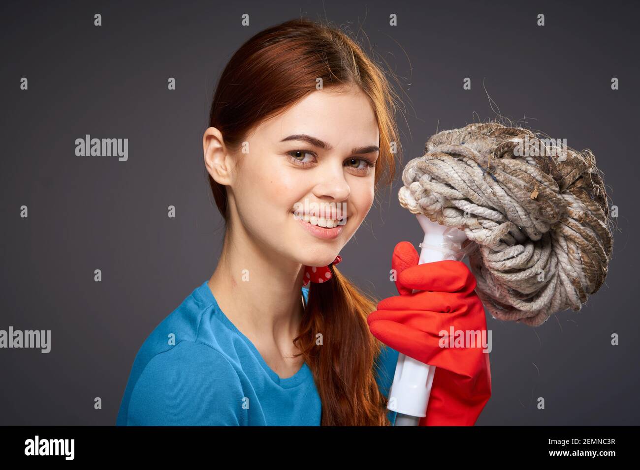 Professional cleaning lady mop hi-res stock photography and images - Alamy