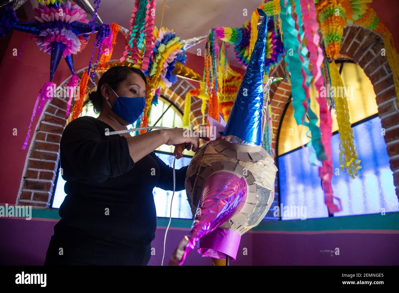 ACOLMAN, MEXICO - FEBRUARY 25: A person manufactures a traditional ...