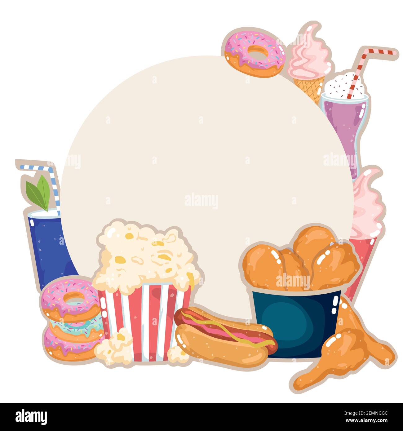 fast food banner popcorn chicken Stock Vector Image & Art - Alamy