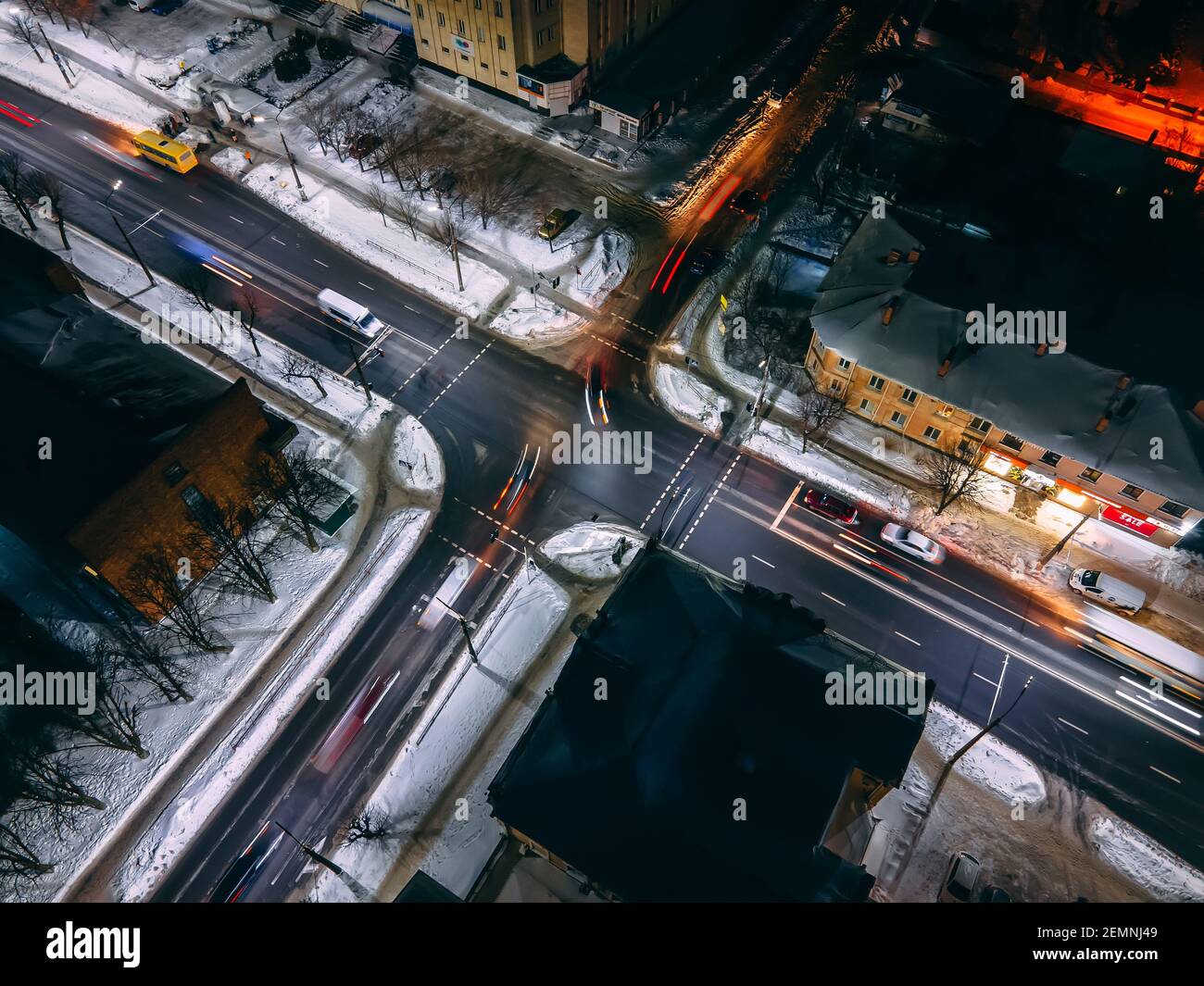 Aerial view roundabout in winter hi-res stock photography and images ...