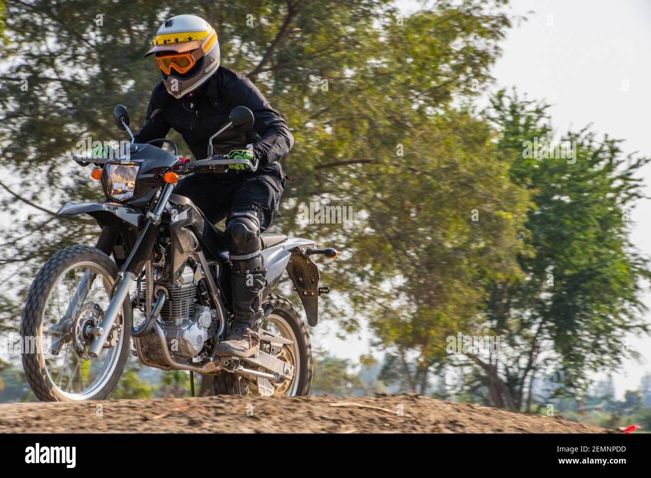 Man riding his dirt bike on off road trail close to Bangkok Stock Photo ...