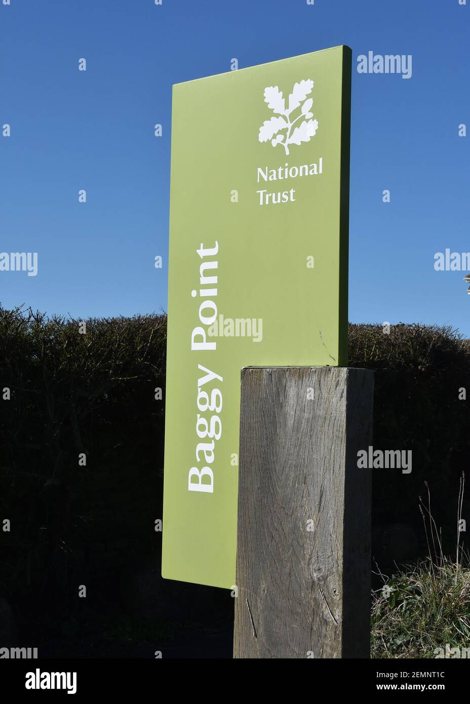 Signs around Baggy Point, Baggy Point, North Devon Coast Stock Photo ...
