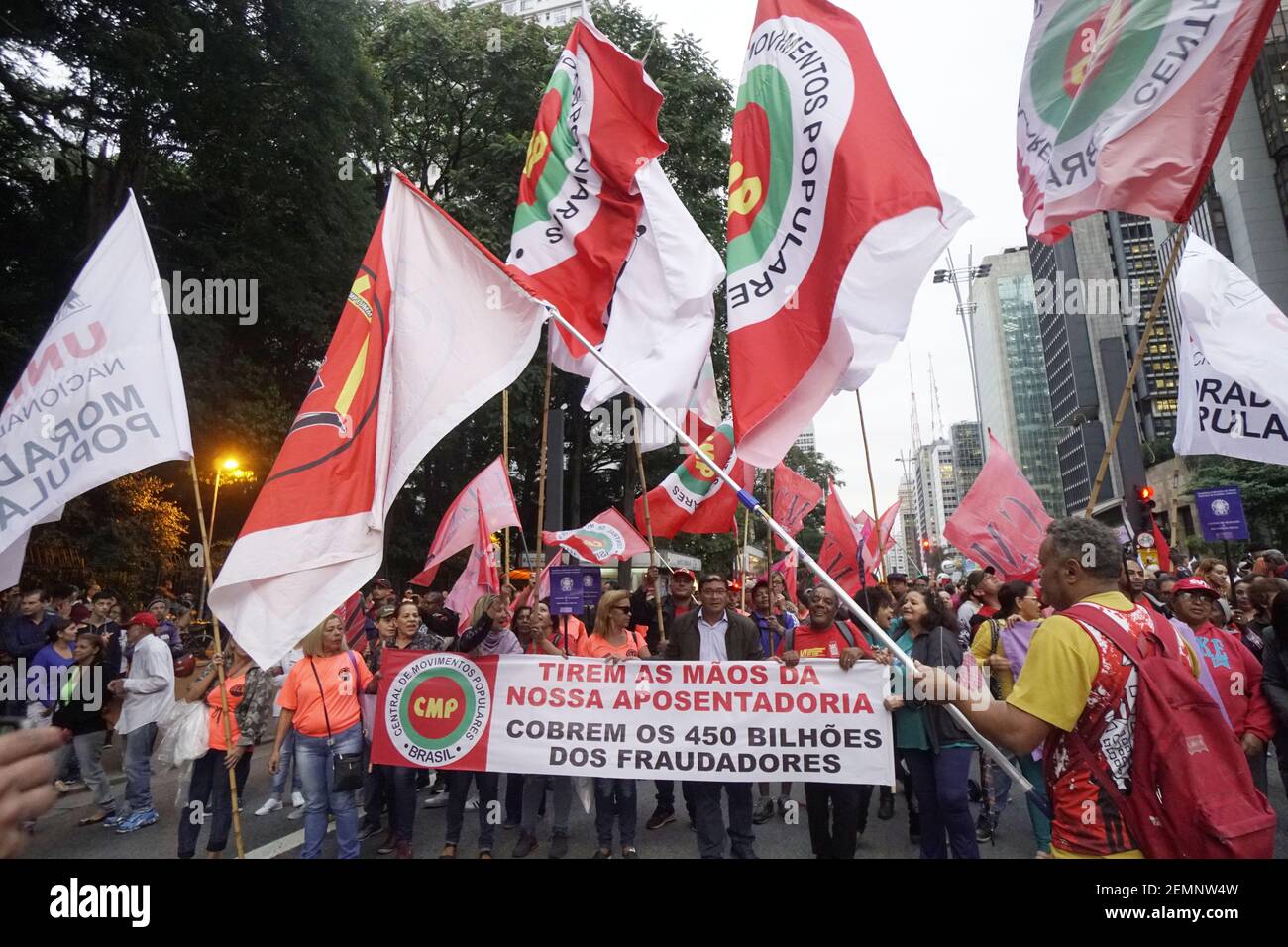 Trade union members and social activists demonstrate against Brazilian ...