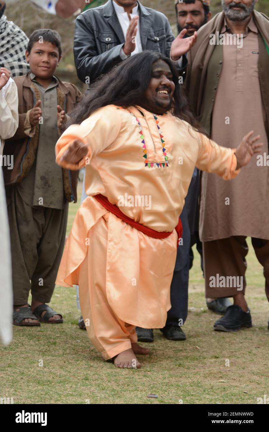 Quetta, Pakistan. March 23rd, 2019: A man dancing during solidarity ...