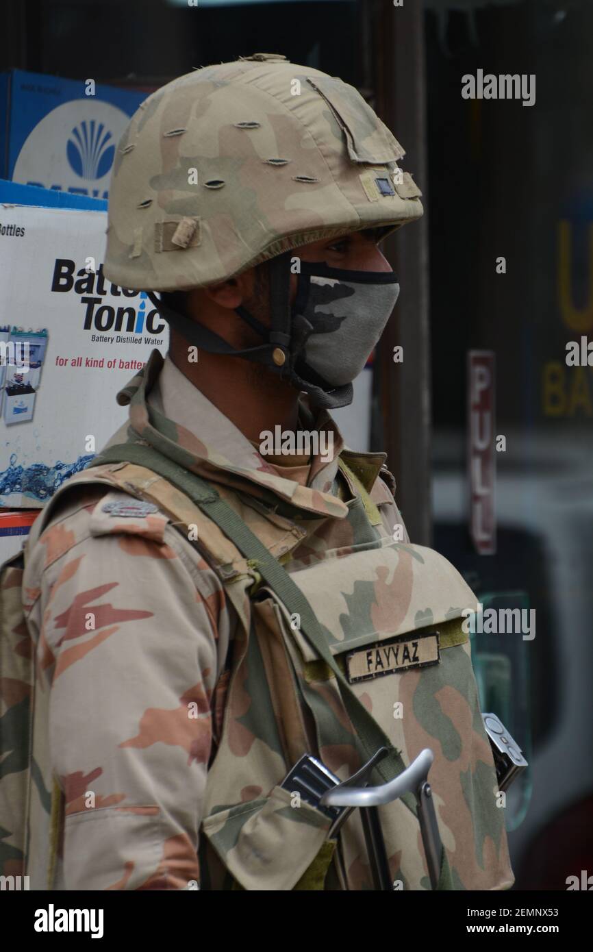 Quetta, Pakistan. March 23rd, 2019: Security personal at front of ...