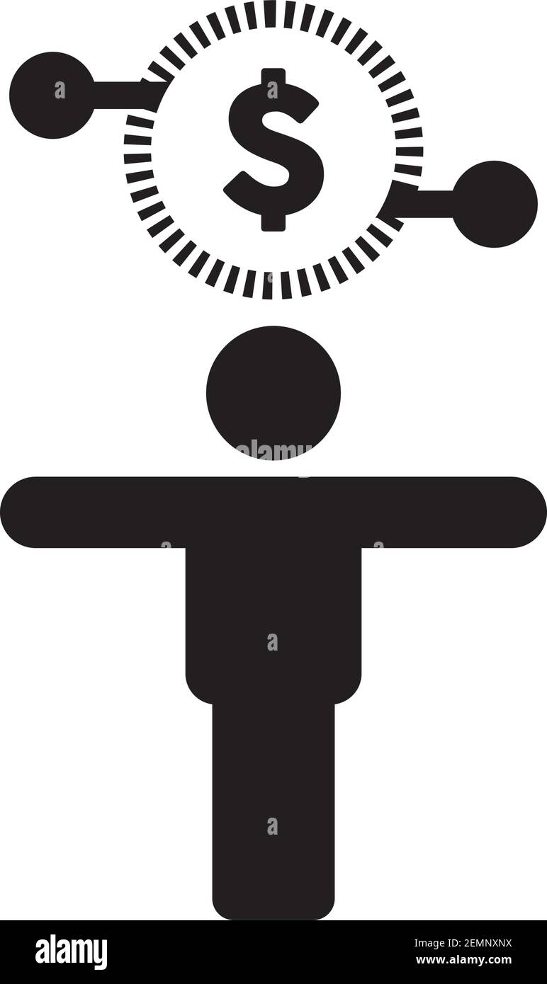 Dollar icon vector digital money symbol with male person for wallet in ...