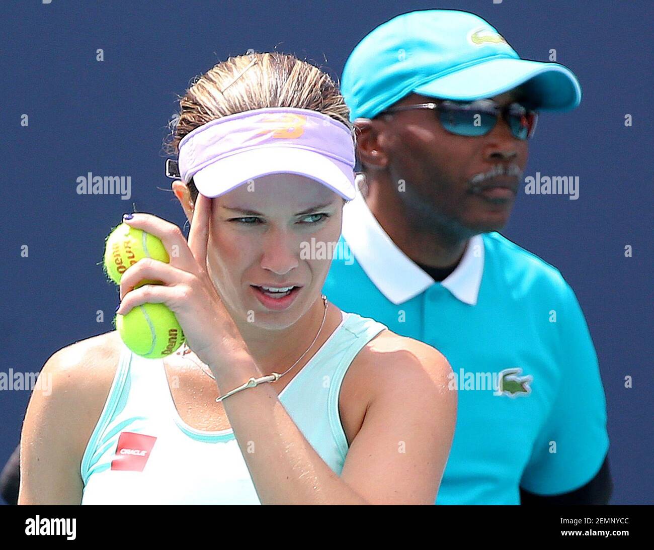 Danielle Collins takes a moment before serving Yafan Wang on Sunday ...