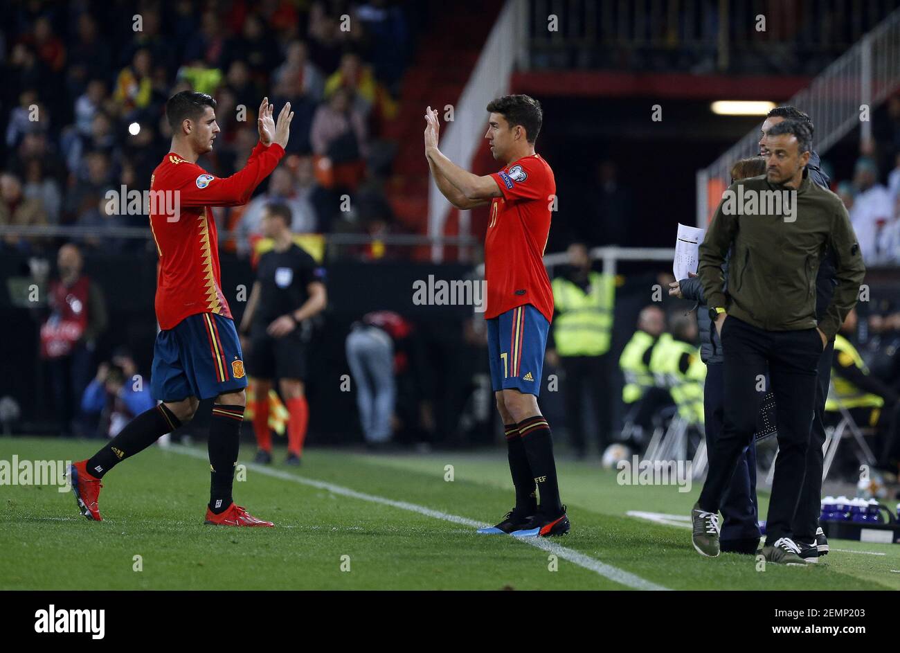 Spain's Alvaro Morata and Spain's Jaime Mata during the Qualifiers ...