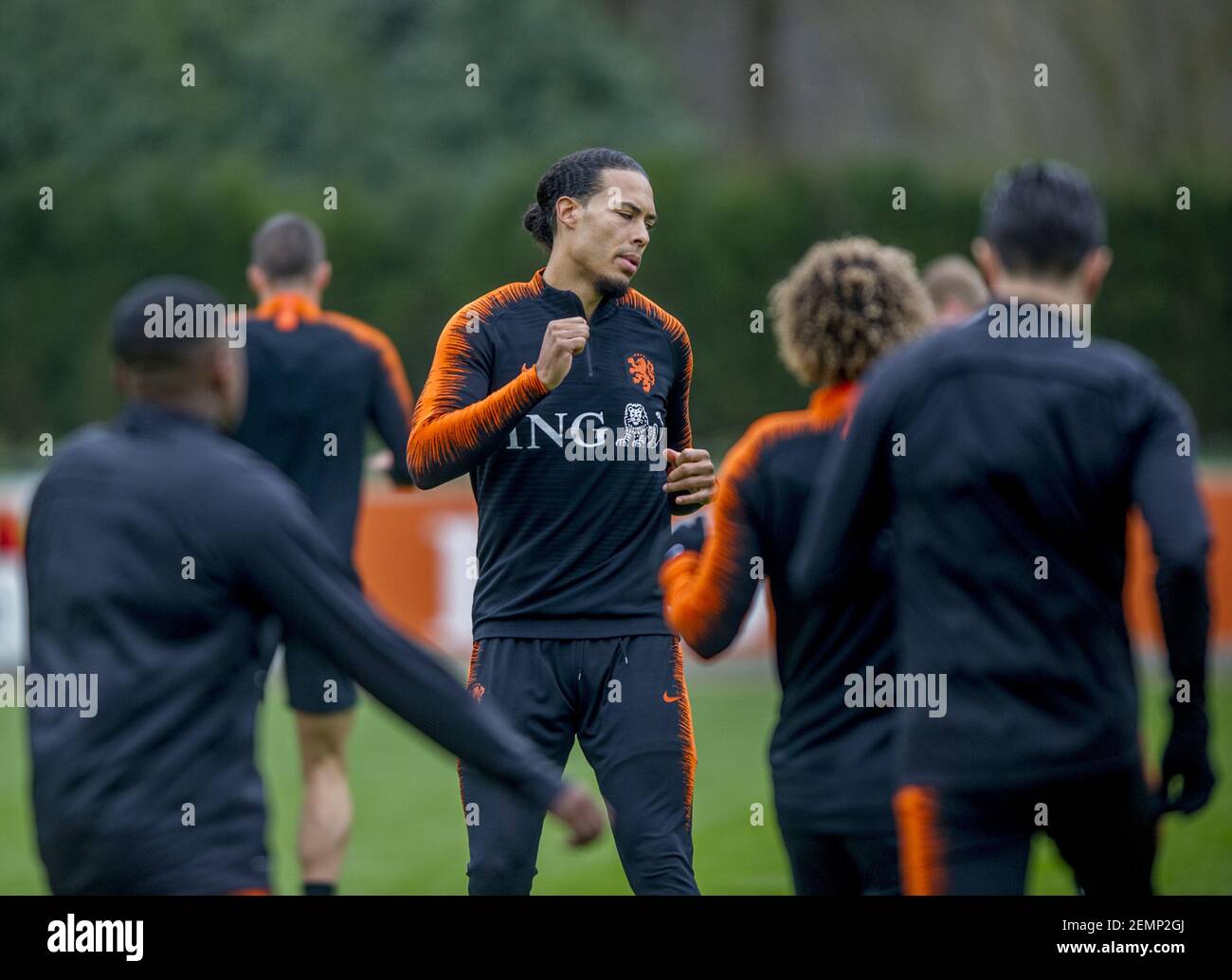 Dutch national soccer team player Virgil van Dijk attends a press ...
