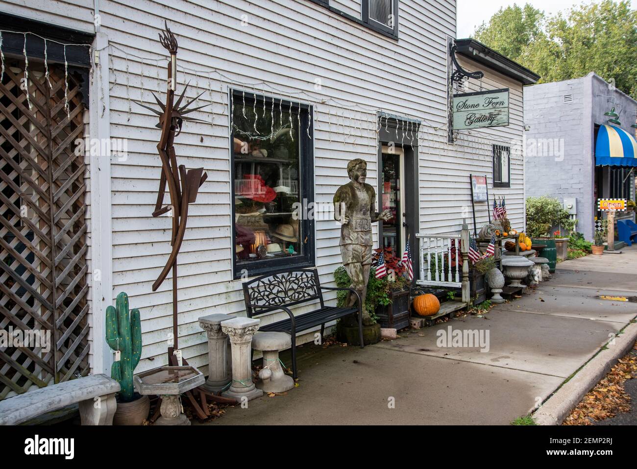 Stockholm, Wisconsin. Small town gallery on main street with artifacts ...
