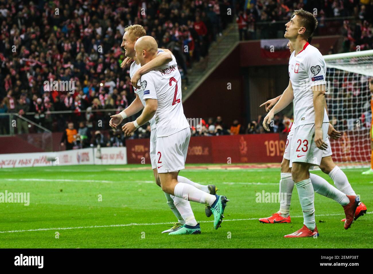 UEFA EURO 2020 qualifier Poland - Latvia nz Kamil Glik (POL) gol bramka radosc, Michal Pazdan ...
