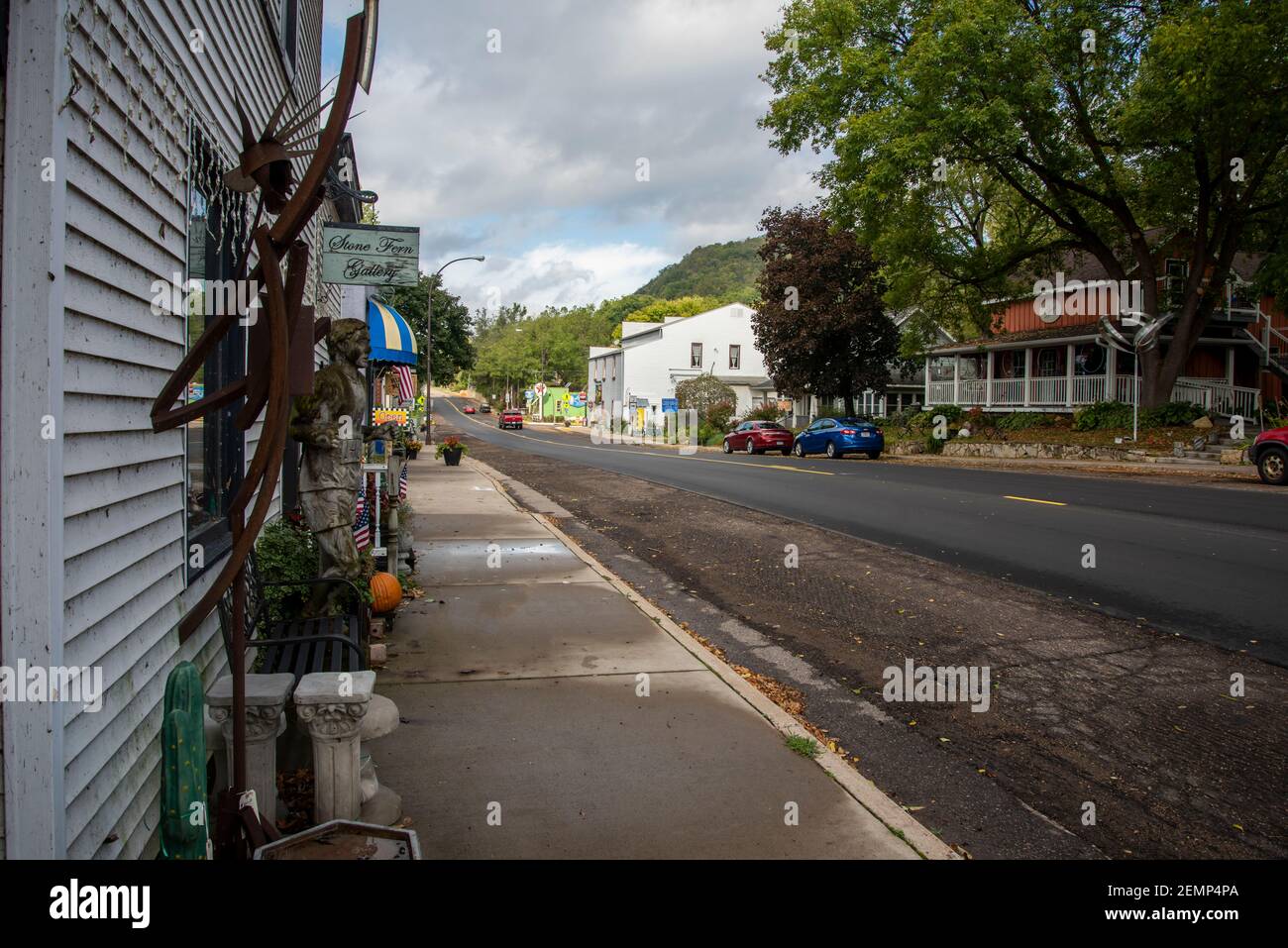 Stockholm, Wisconsin. Small town gallery on main street with artifacts ...
