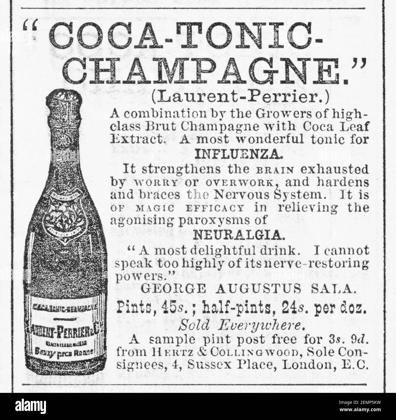 Old Victorian magazine newsprint Laurent Perrier champagne tonic advert ...
