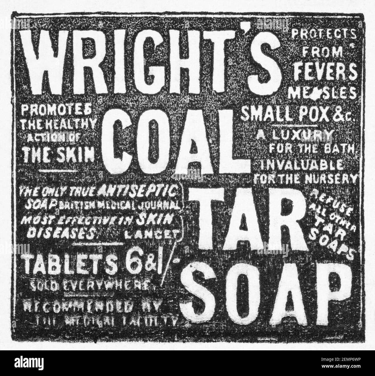 Old Victorian magazine newsprint Wright's Coal Tar soap advert from ...