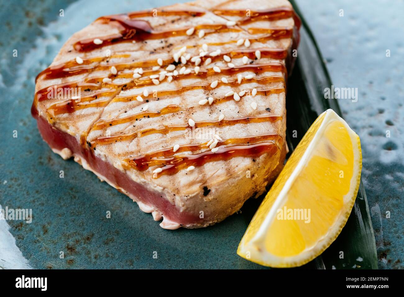 grilled fish with herbs and lemon Stock Photo - Alamy