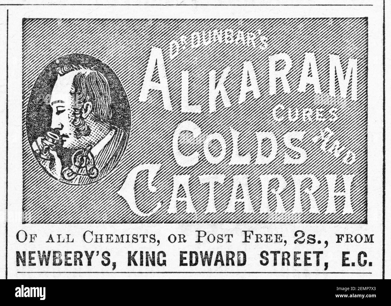 Old Victorian magazine newsprint Alkaram cold cure medicine advert from ...