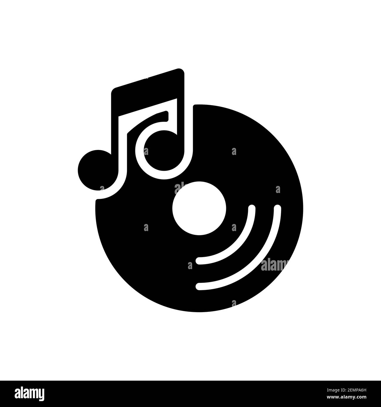 Disc and music note vector glyph icon. Music sign. Graph symbol for ...