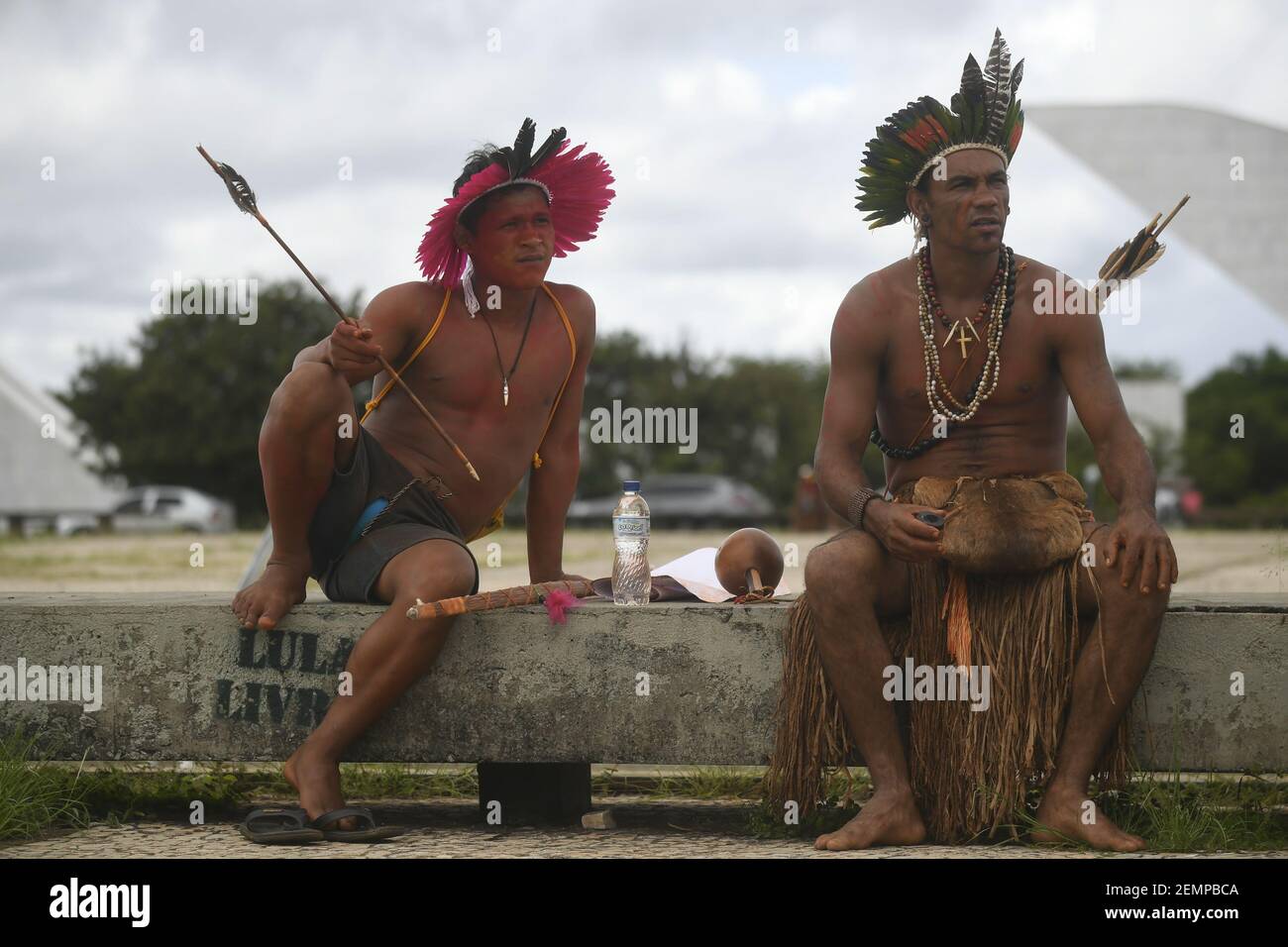 Demonstration of the Pataxo Indians. Pataxo Indians are seen on March ...