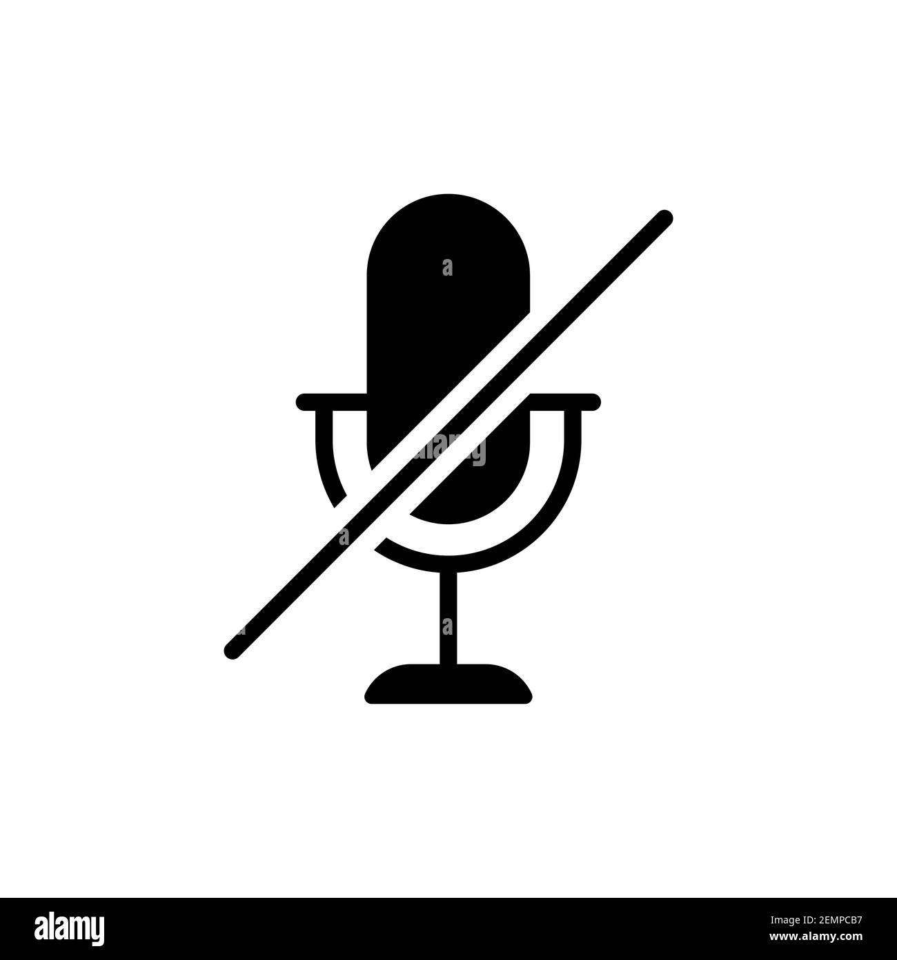 Microphone, mic mute vector glyph icon. Music sign. Graph symbol for ...