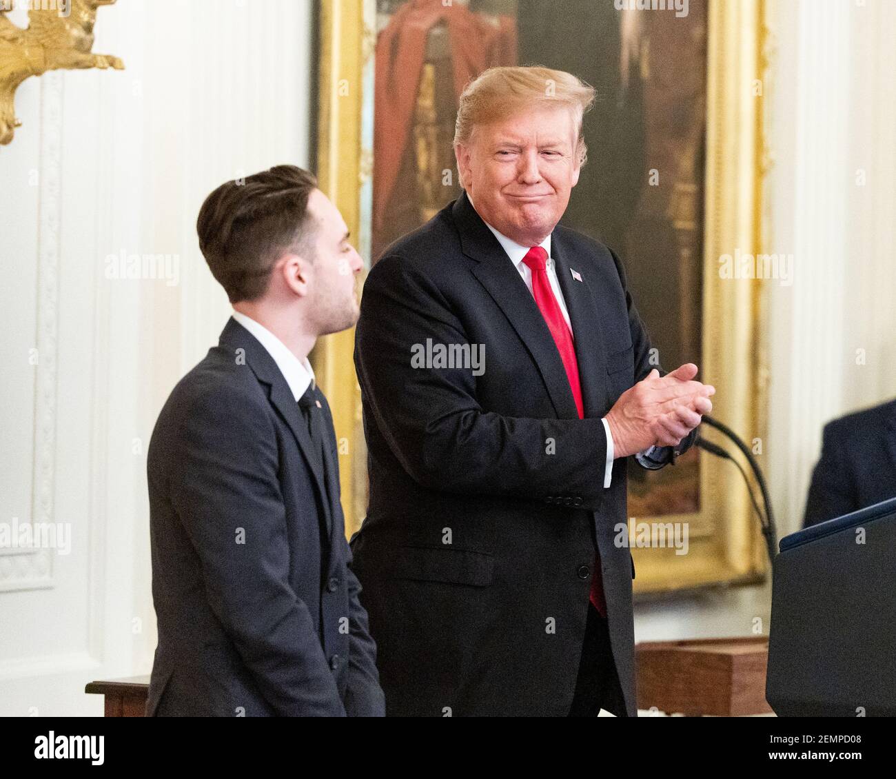 President Donald Trump and Trevor Oliver seen during the Medal of ...
