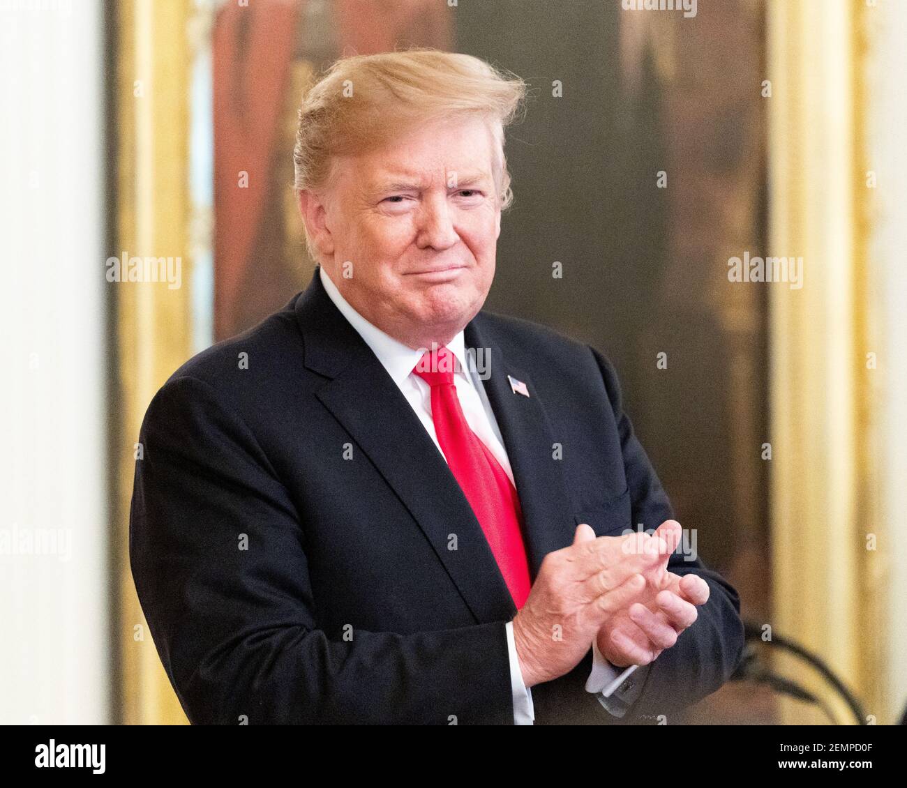 President Donald Trump seen speaking during the Medal of Honour ...