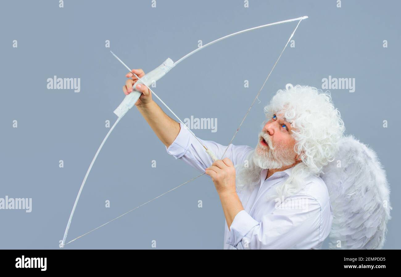 Arrows of love. Valentines Day. Angel with bow and arrow. Cupid in ...