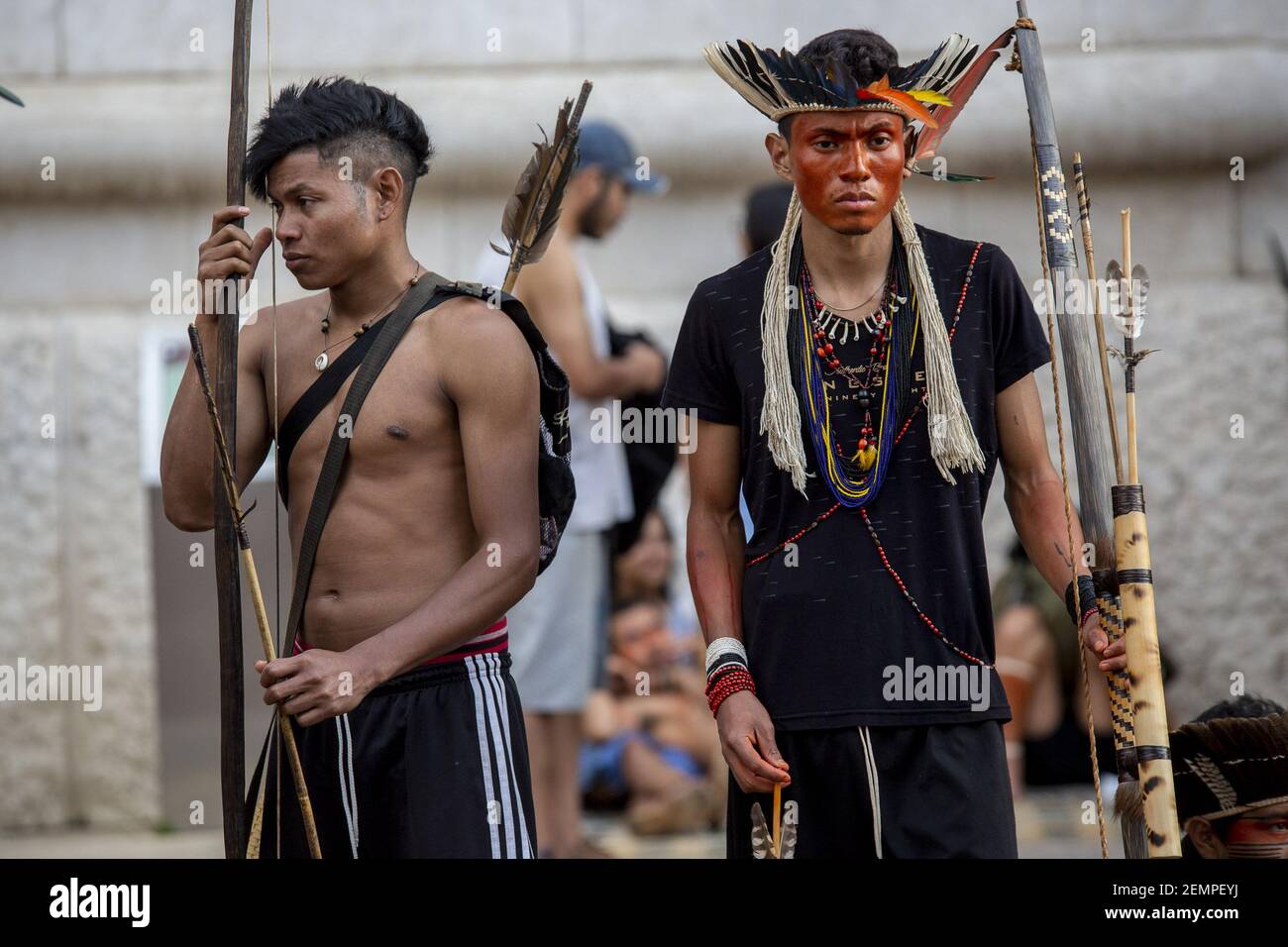 Guarani Indians Occupy in front of the City Hall of Sao Paulo - Against ...