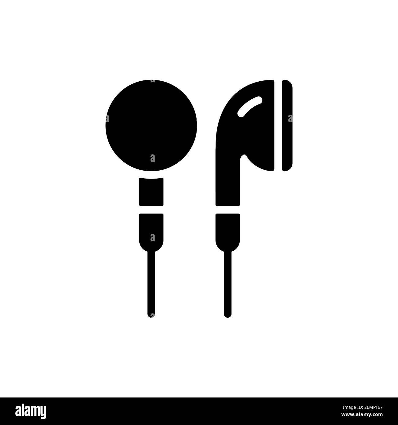 Ear-bud headphone vector flat glyph icon. Graph symbol for music and ...
