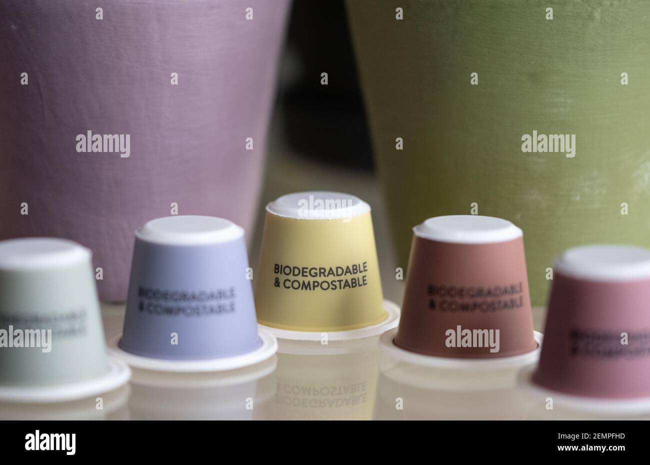 Colourful, sustainable eco friendly coffee capsules. The pods are ...