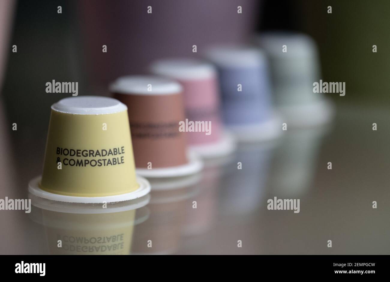 Colourful, sustainable eco friendly coffee capsules. The pods are ...