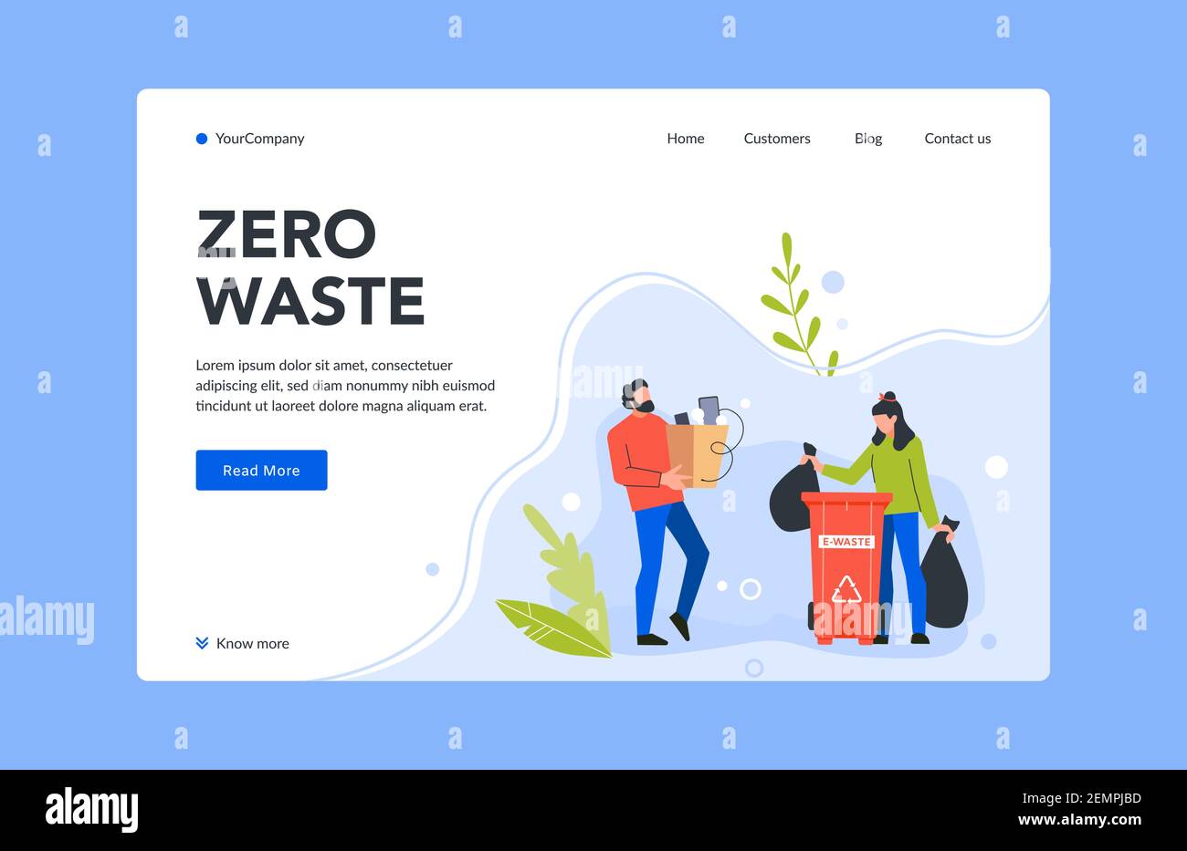 Zero waste landing page, e-waste bin vector Stock Vector Image & Art ...