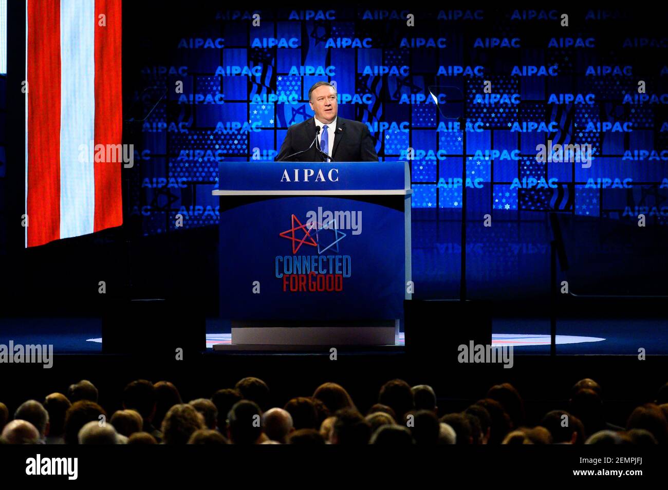 U.S. Secretary of State Mike Pompeo seen speaking during the American ...