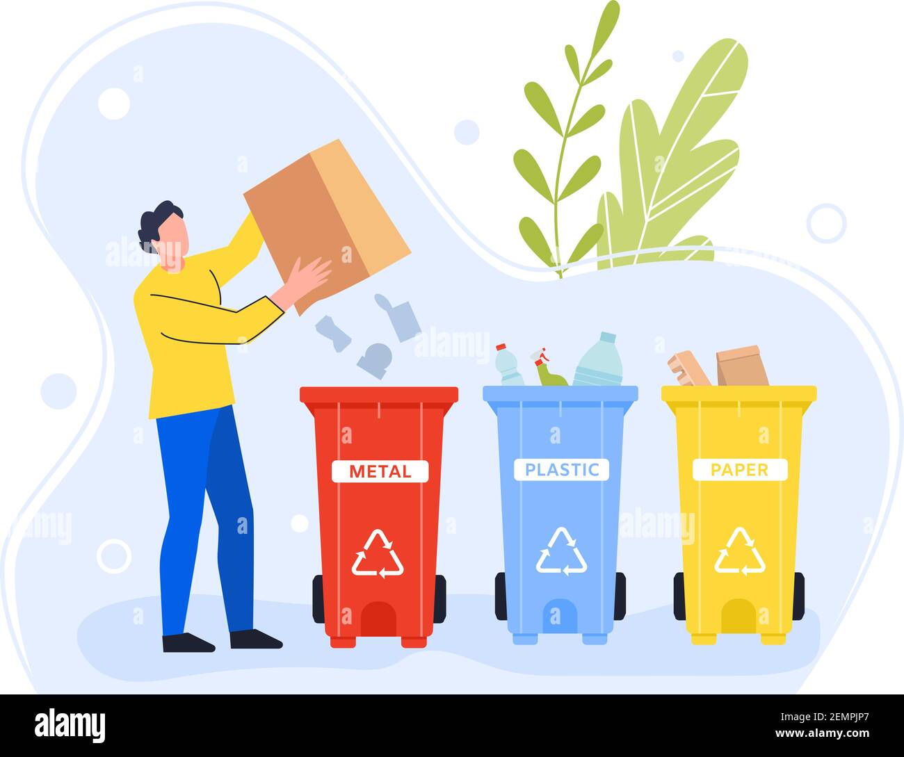 Garbage separation metal plastic and paper. Vector garbage Stock Vector ...