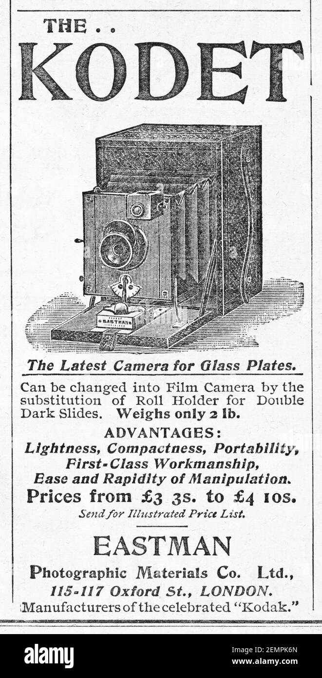 Old Kodak camera photography advert from 1895 - before dawn of ...