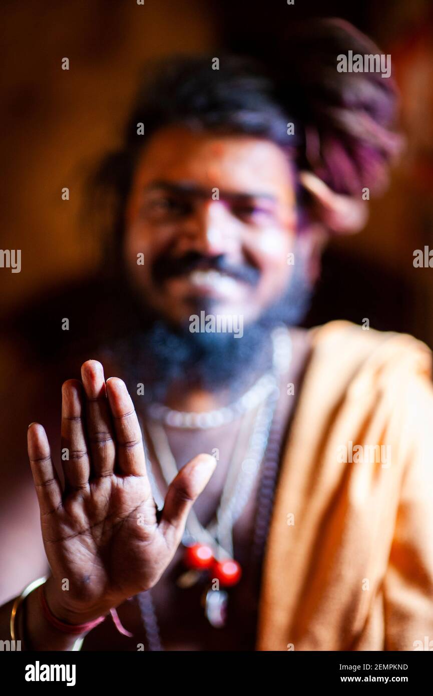 Guru, Holy Man at an Ashram in Neemrana, Rajasthan, India Stock Photo ...