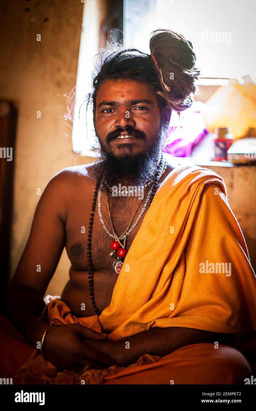 Guru, Holy Man at an Ashram in Neemrana, Rajasthan, India Stock Photo ...