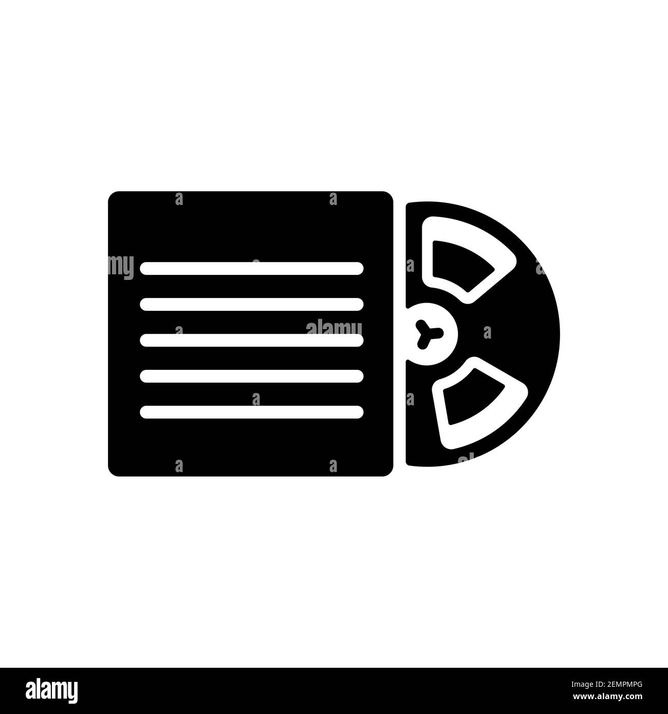 Magnetic tape reel, retro music tape storage vector glyph icon. Music ...