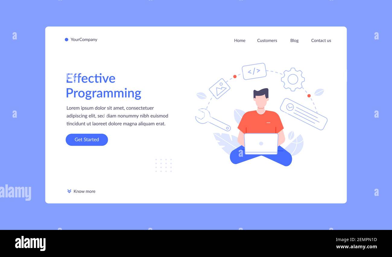 Effective programming landing page, vector work with script Stock Vector Image & Art - Alamy