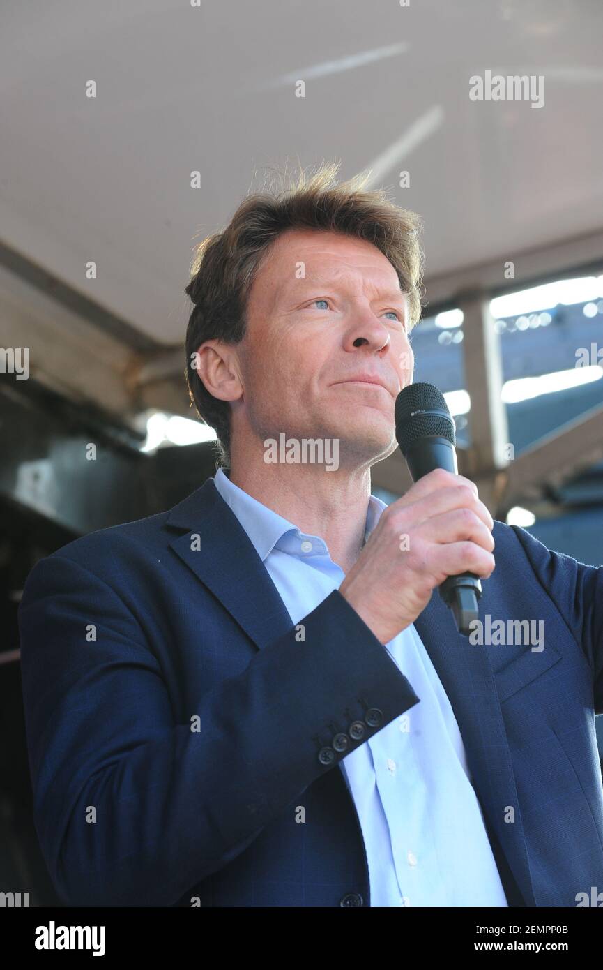 Richard Tice seen speaking during the rally. After a 3rd defeat at the ...