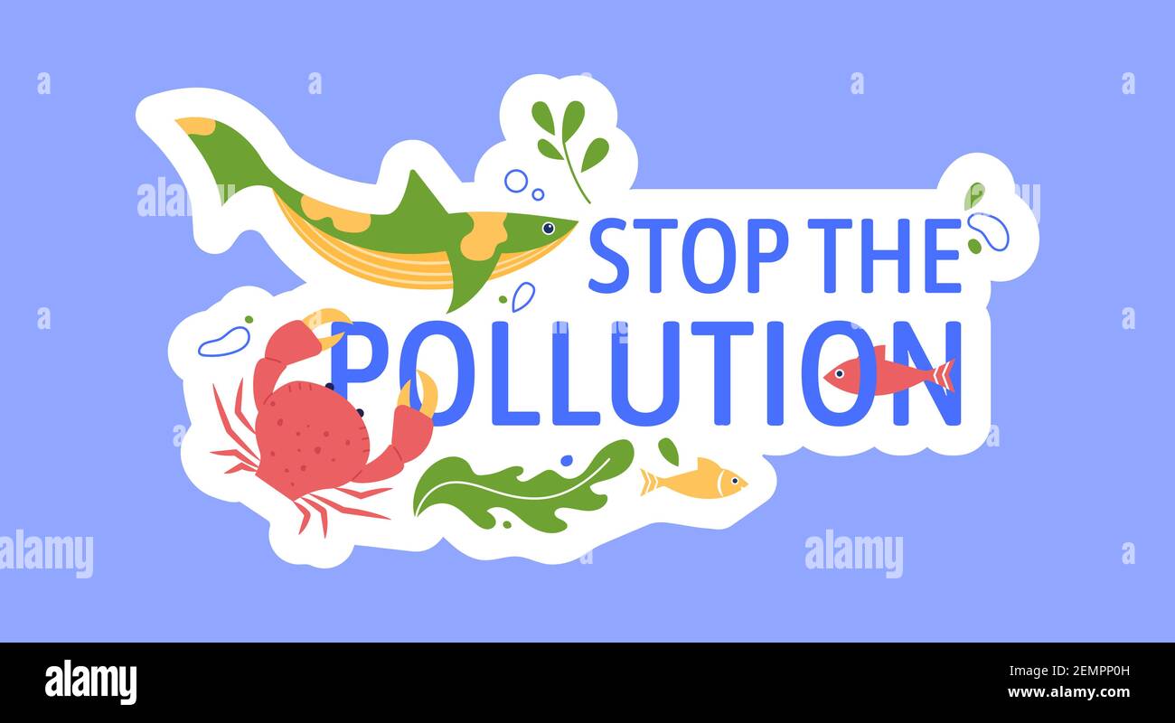 Stop pollution ocean and sea, banner badge Stock Vector Image & Art - Alamy