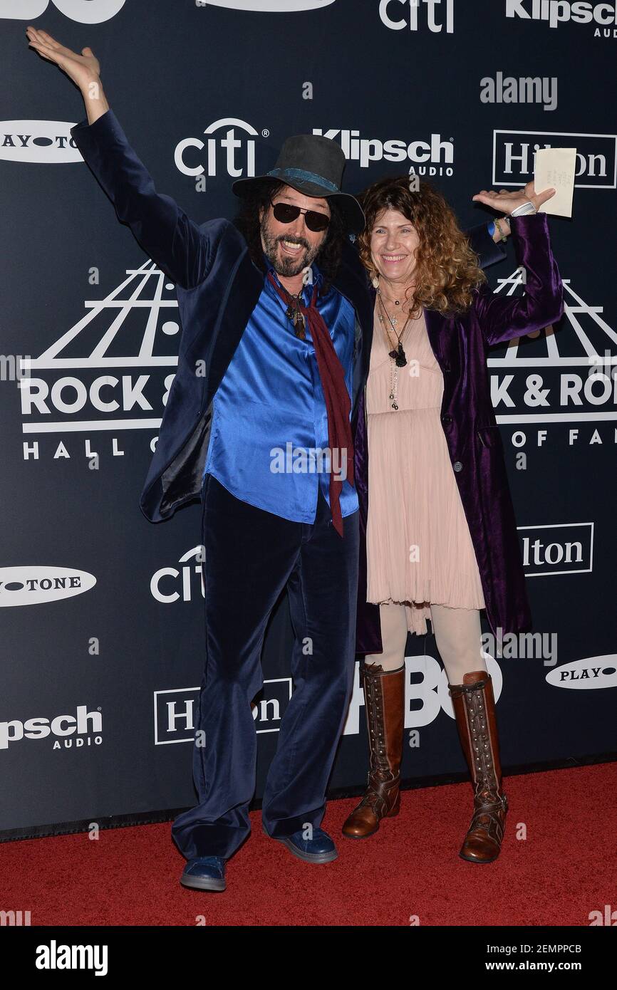(L-R) Inductee Mike Campbell of Fleetwood Mac and Marcie Campbell ...