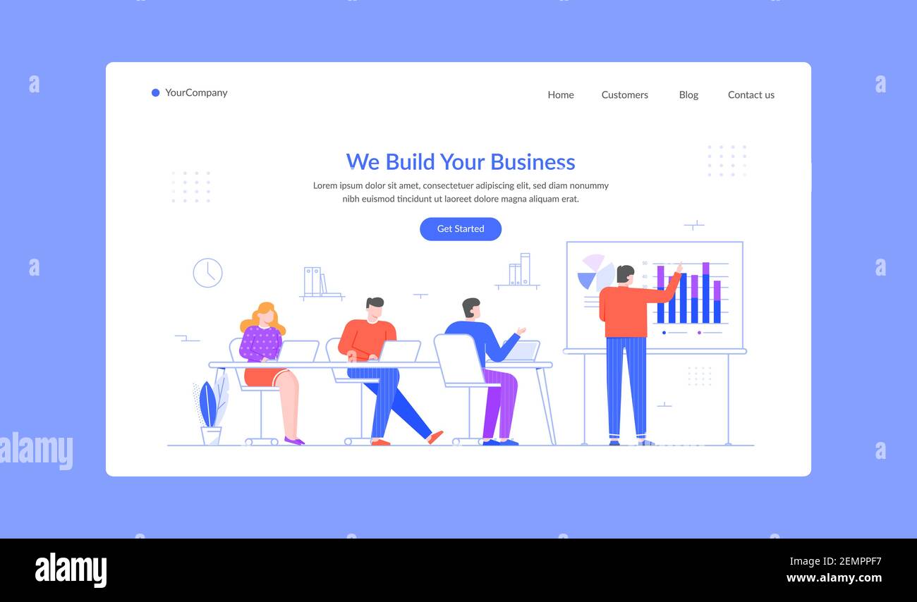Build business learn presentation chart and graphic landing page Stock ...