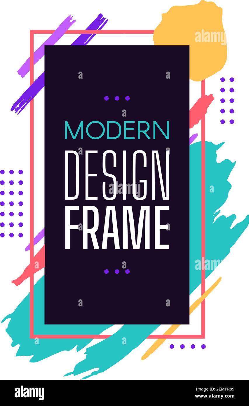 Modern design frame with color brush stroke Stock Vector Image & Art ...