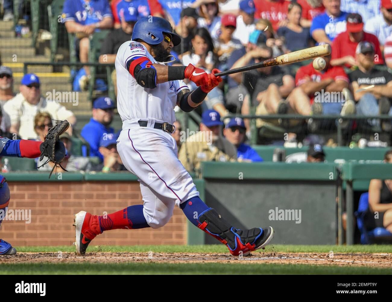 Mar 28, 2019: Texas Rangers second baseman Rougned Odor #12 splinters a ...