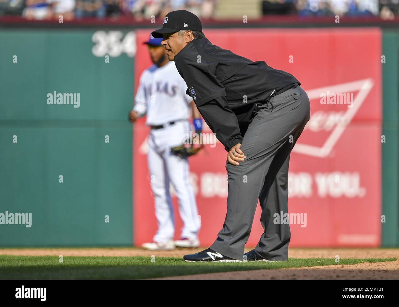 Mar 28, 2019: MLB umpire James Hoye #92 during an Opening Day MLB game ...