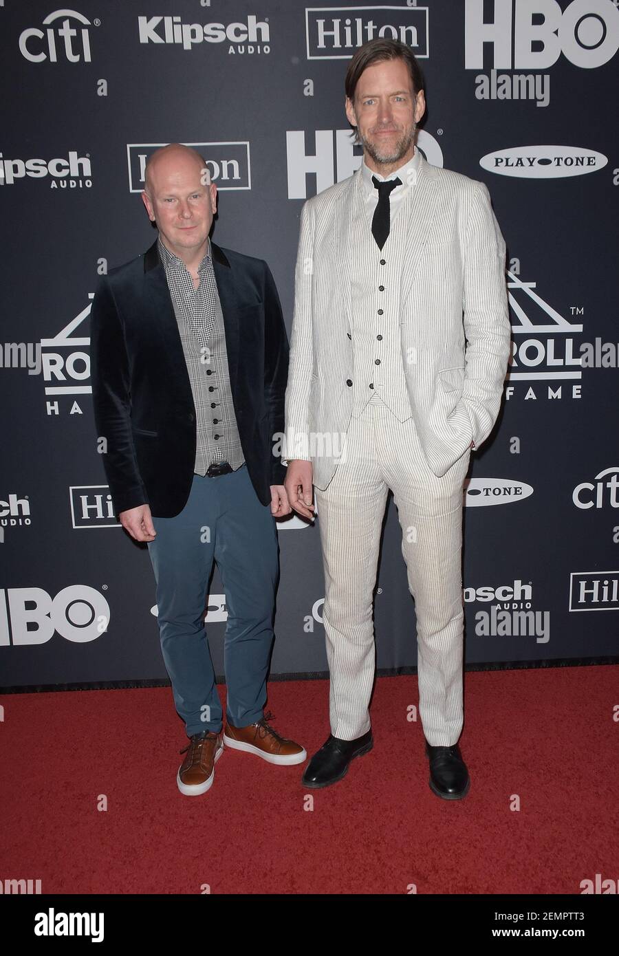 Philip Selway and Ed O'Brien of Radiohead attend the 2019 Rock & Roll ...